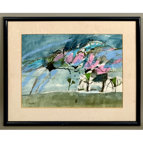 Richard Snowden (British, 1950-2014) Abstract landscape in pinks and ...
