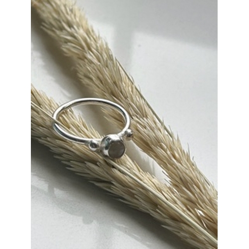 Sandbanks Jewellery by Sophie Clarke. Moonstone and Silver 925 Pebble Ring. Description: “Band 2mm,