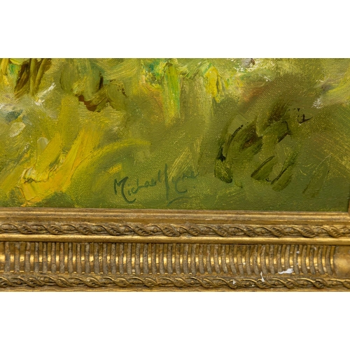 Michael Lyne, British (1912 - 1989)"Fox and Peacocks," O.O.C., an ...