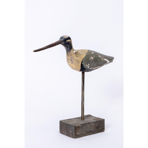 19th Century French SchoolA carved wooden antique Snipe Gunning Decoy ...