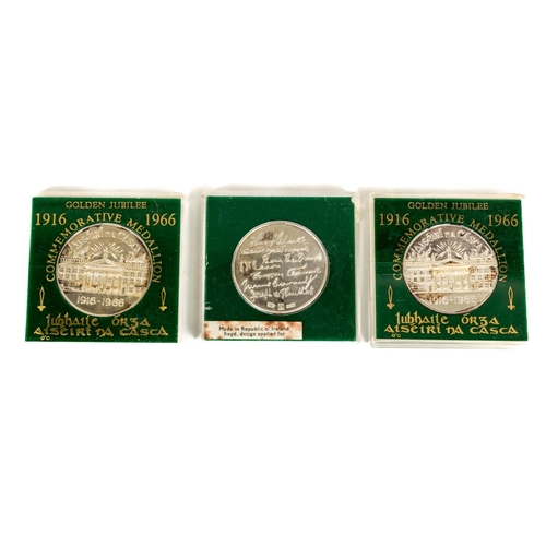 Coins: A set of three silver golden Jubilee 1916-1966 Commemorative ...