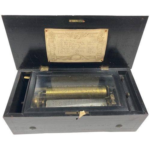 A very good Swiss 8 air Music Box, in grained rosewood and marquetry ...