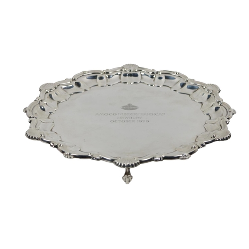 A heavy silver Georgian Salver, with shaped and shell decorated edge ...