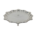 A heavy silver Georgian Salver, with shaped and shell decorated edge ...
