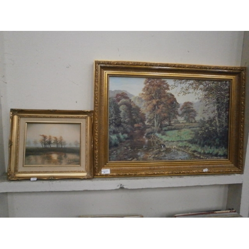 Two assorted gilt framed artworks