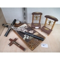 Lot inc crucifixes, Religious key holder and Religious thrones