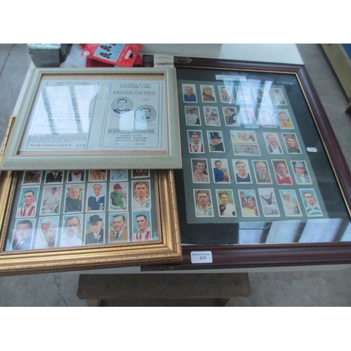 Lot inc framed cigarette footballer cards and framed repo football ...