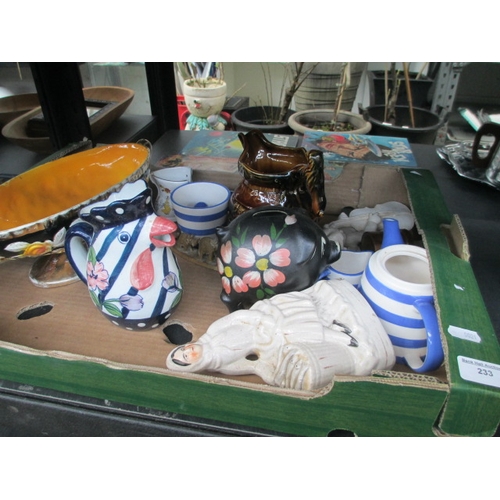 Box inc flat back ornament, Ringtons pottery, piggy bank, etc