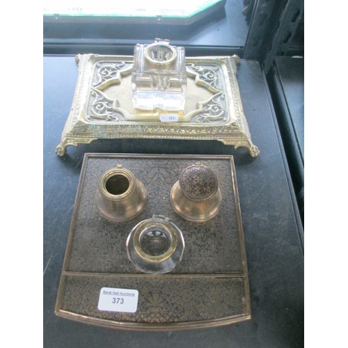 Two vintage brass ink stands