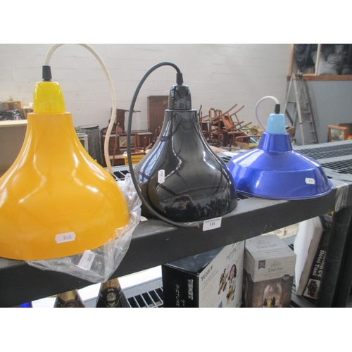 Three enamel light shades