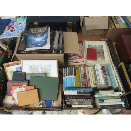 Four boxes inc books, magazines, Star Trek folders, etc