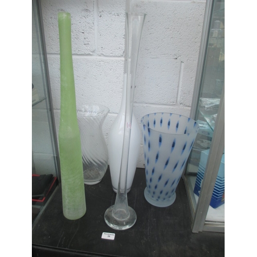 Five assorted glass vases