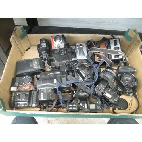 Box of assorted cameras