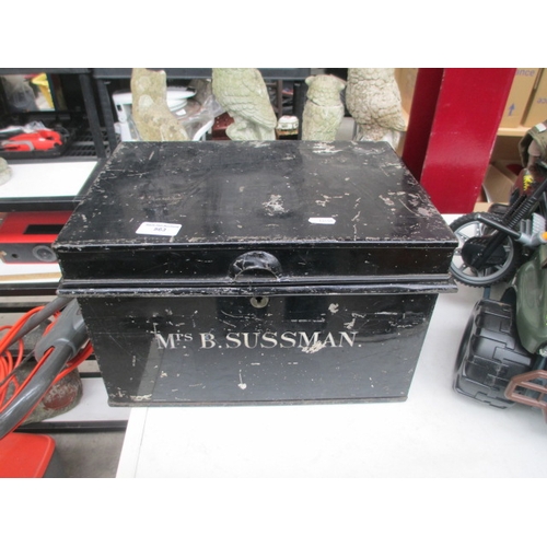 A vintage metal Deed Box