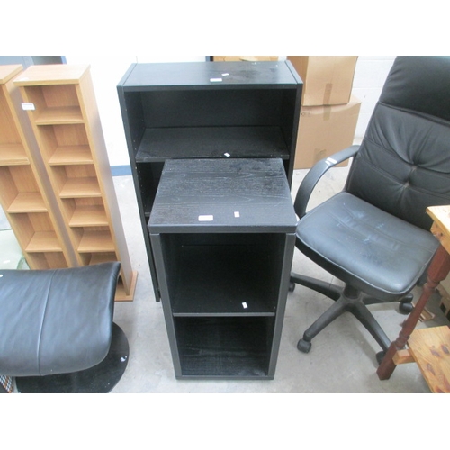2 x black open shelf units