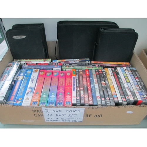 Box of assorted DVDs and videos