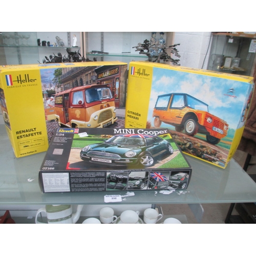 Three assorted model kits