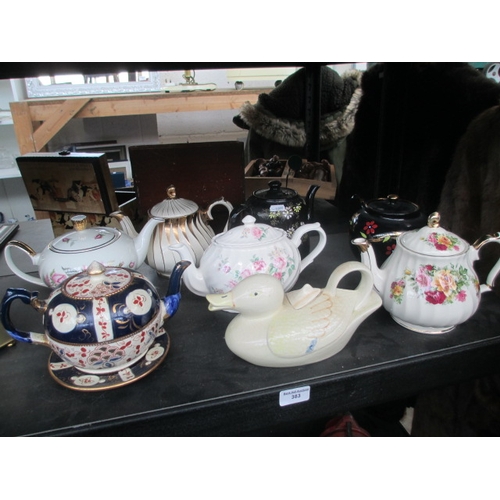 Eight assorted teapots