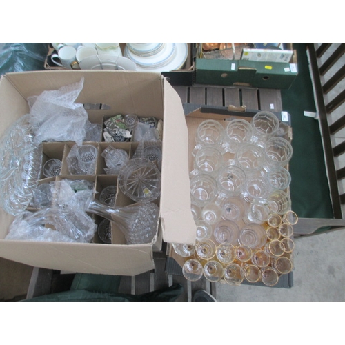 Two boxes of assorted glassware