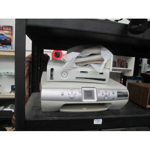 An X BOX 360 and a LEXMARK printer