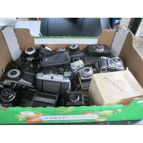 Box of assorted cameras