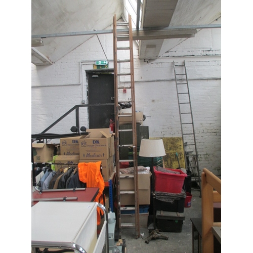 Two tier large wooden ladders