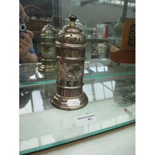 Silver Hallmarked spice shaker, weight 187 grams