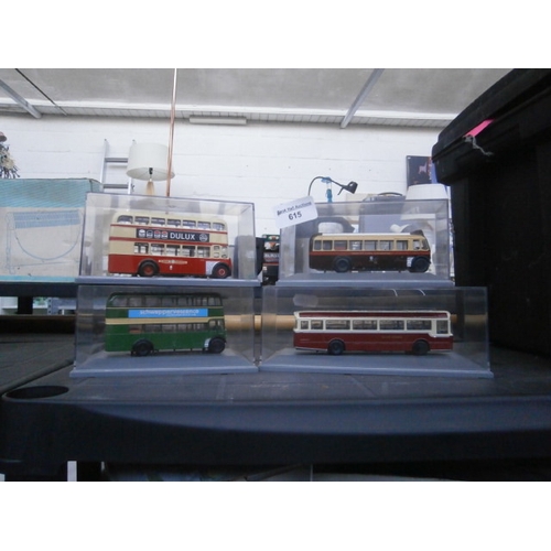 Lot of four collectable bus models