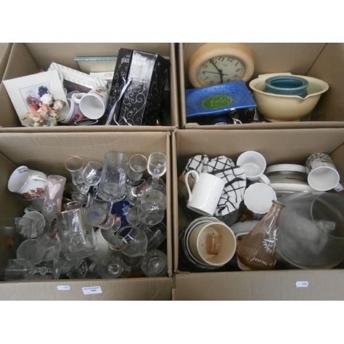 Four boxes of assorted household items