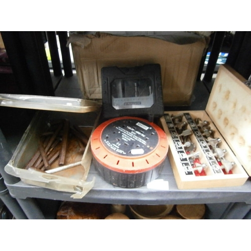 Lot inc extension reel, drill bits, etc