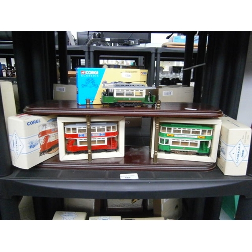 3 boxes Corgi models & a display stand