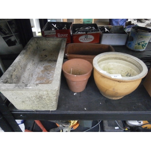 Four assorted plant pots