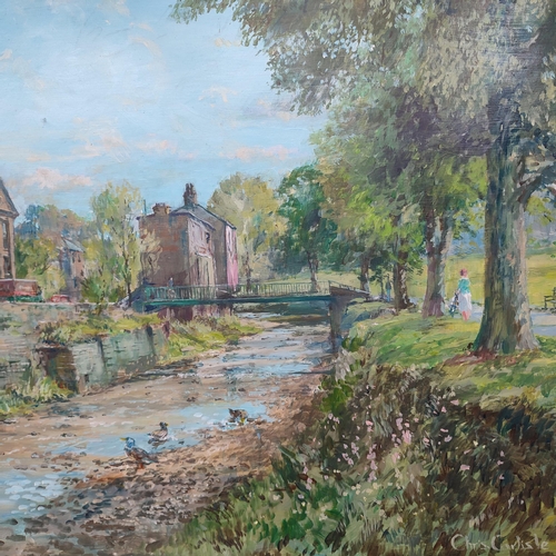Oil on board painting, Pendle Water by Chris Carlisle