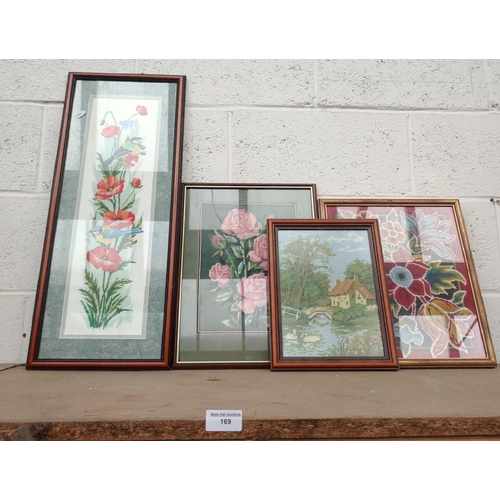 Four assorted tapestry prints