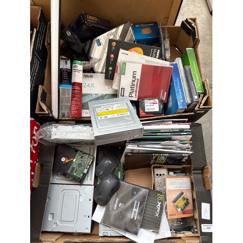 Two boxes of computer accessories