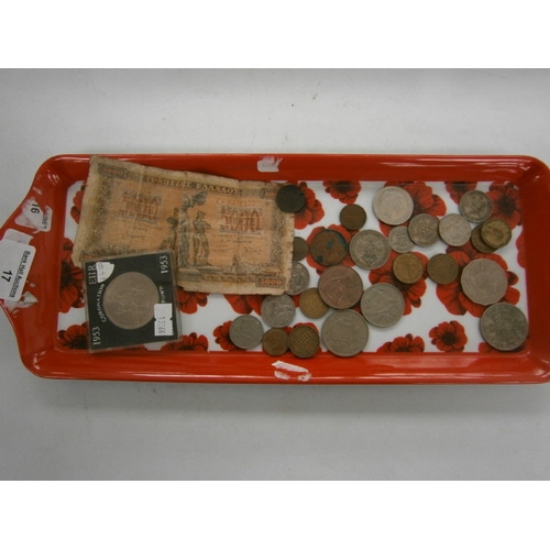 Collection of old coins and note