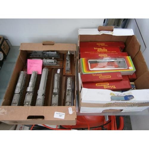2 boxes inc Royal Hampshire Pewter Locomotive models and Tri-ang boxed ...