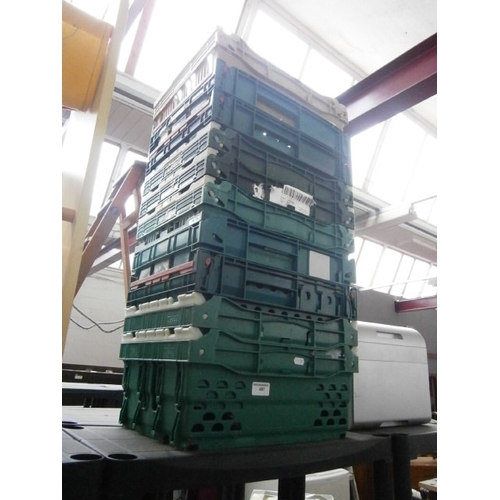 Ten small stacking crates