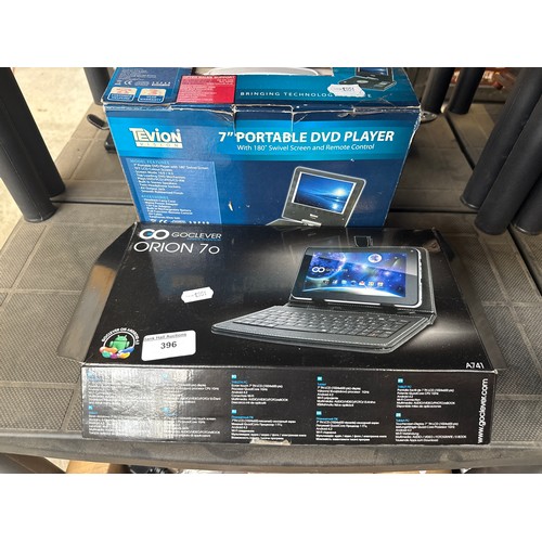 Tevion portable DVD player and Orion tablet