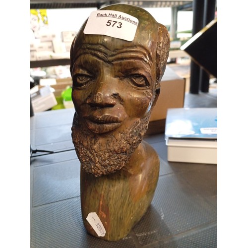 Hand carved African stone bust
