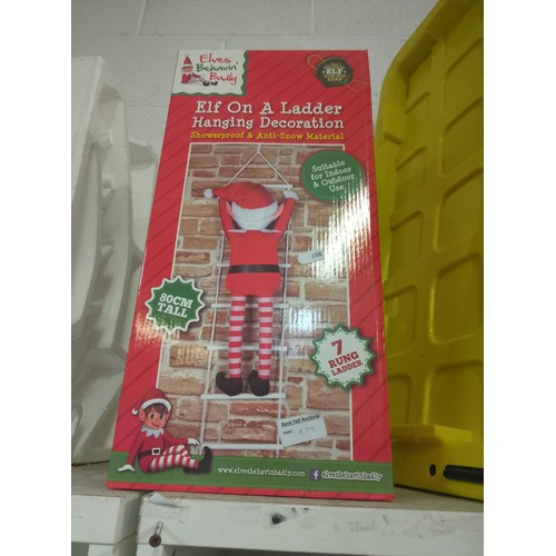 Boxed elf on a ladder Christmas decorations