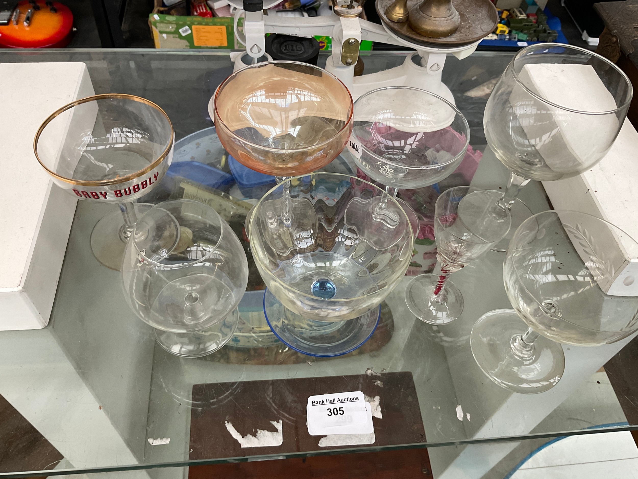 Eight assorted glasses