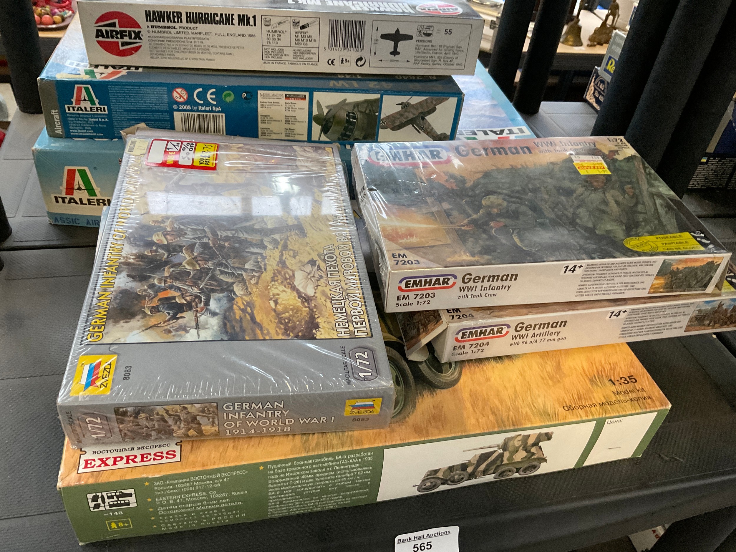 Four military model kits