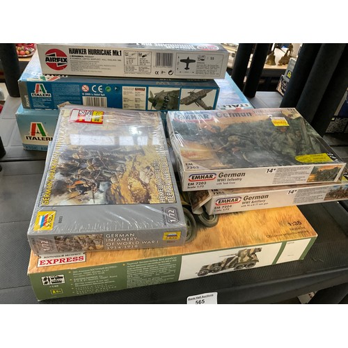 Four military model kits