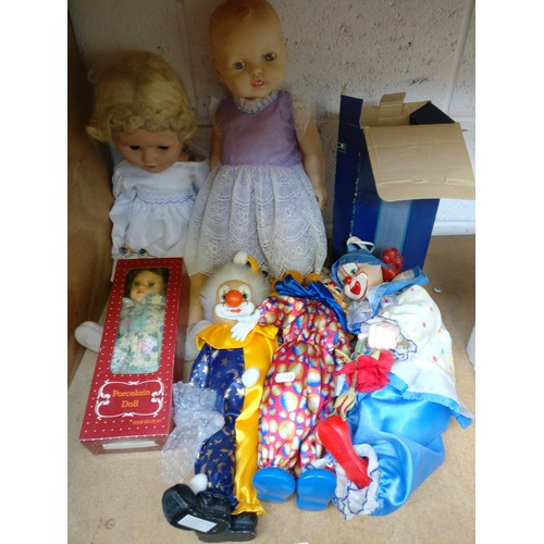 Collection of dolls and clown dolls
