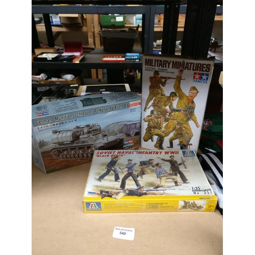 Three military model kits