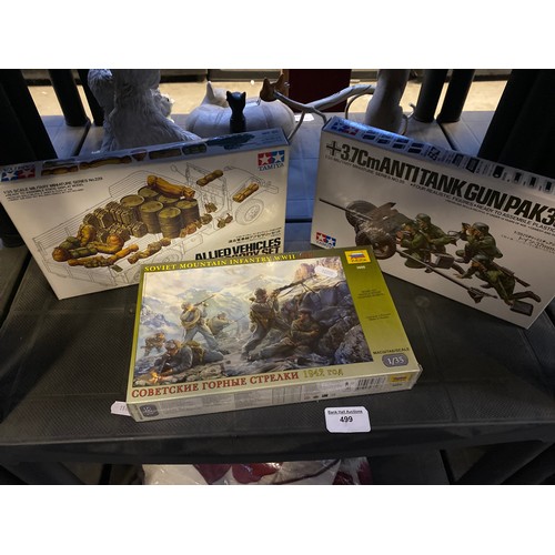 Three military model kits