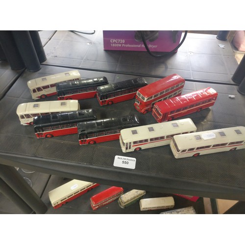 Ten model buses/coaches