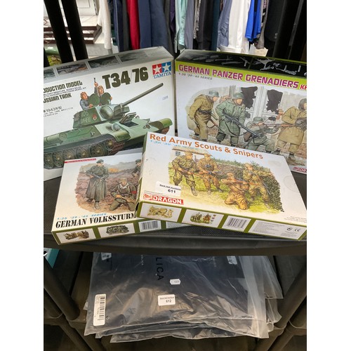 Four military model kits