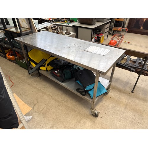 Portable Stainless steel work surface, W 71" H 33" D 27.5"